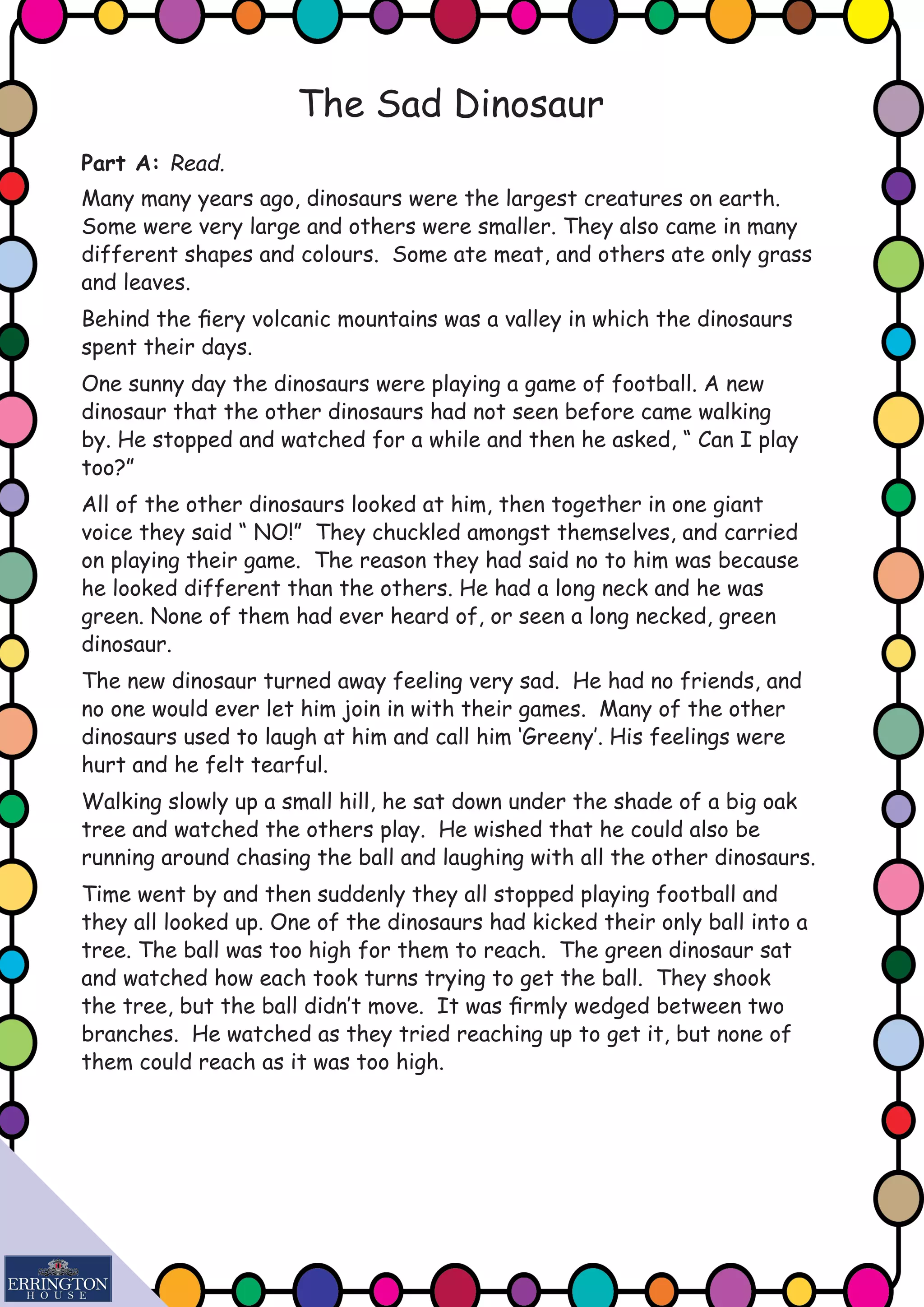 The Sad Dinosaur | PDF