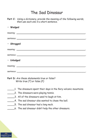 The Sad Dinosaur | PDF