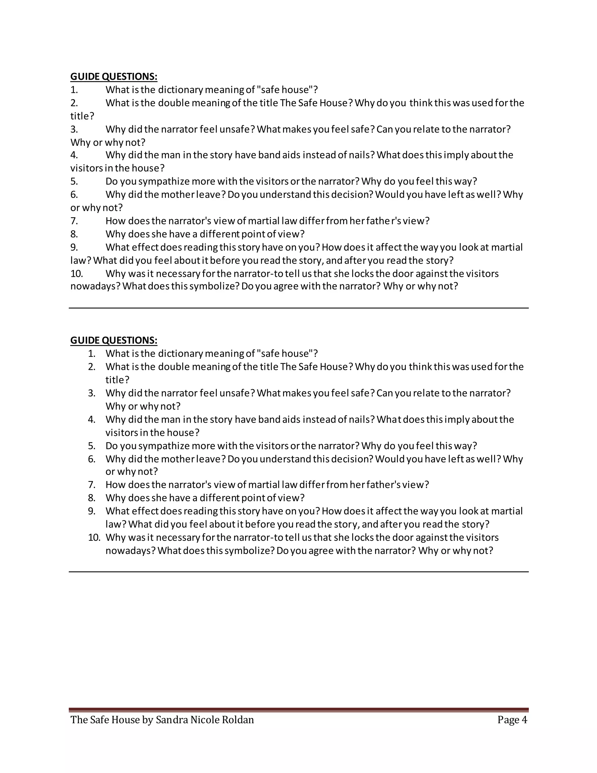 The safe house | DOCX