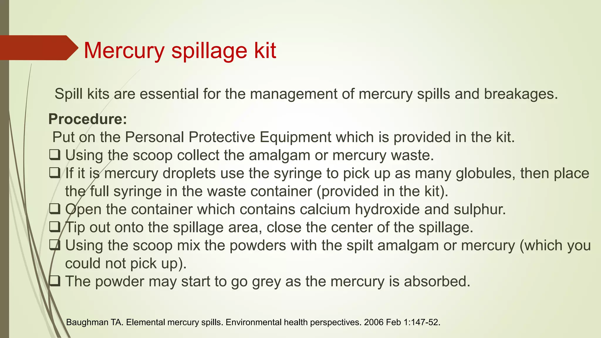 The hazard use of mercury in dental clinic | PPTX