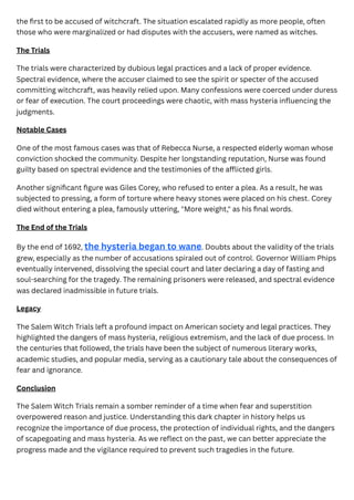 The Salem Witch Trials: A Tale of Fear and Frenzy | PDF