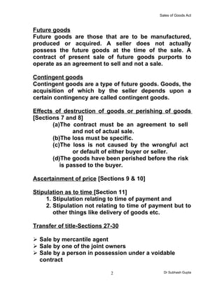 The Sale Of Goods Act | PDF