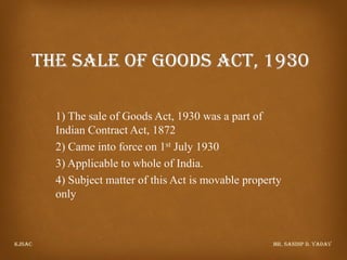 The Sale of Goods Act, 1930 | PDF