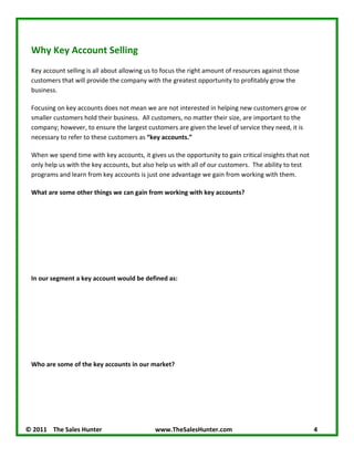 The Sales Hunter Key Account Selling Workbook 2011 | PDF
