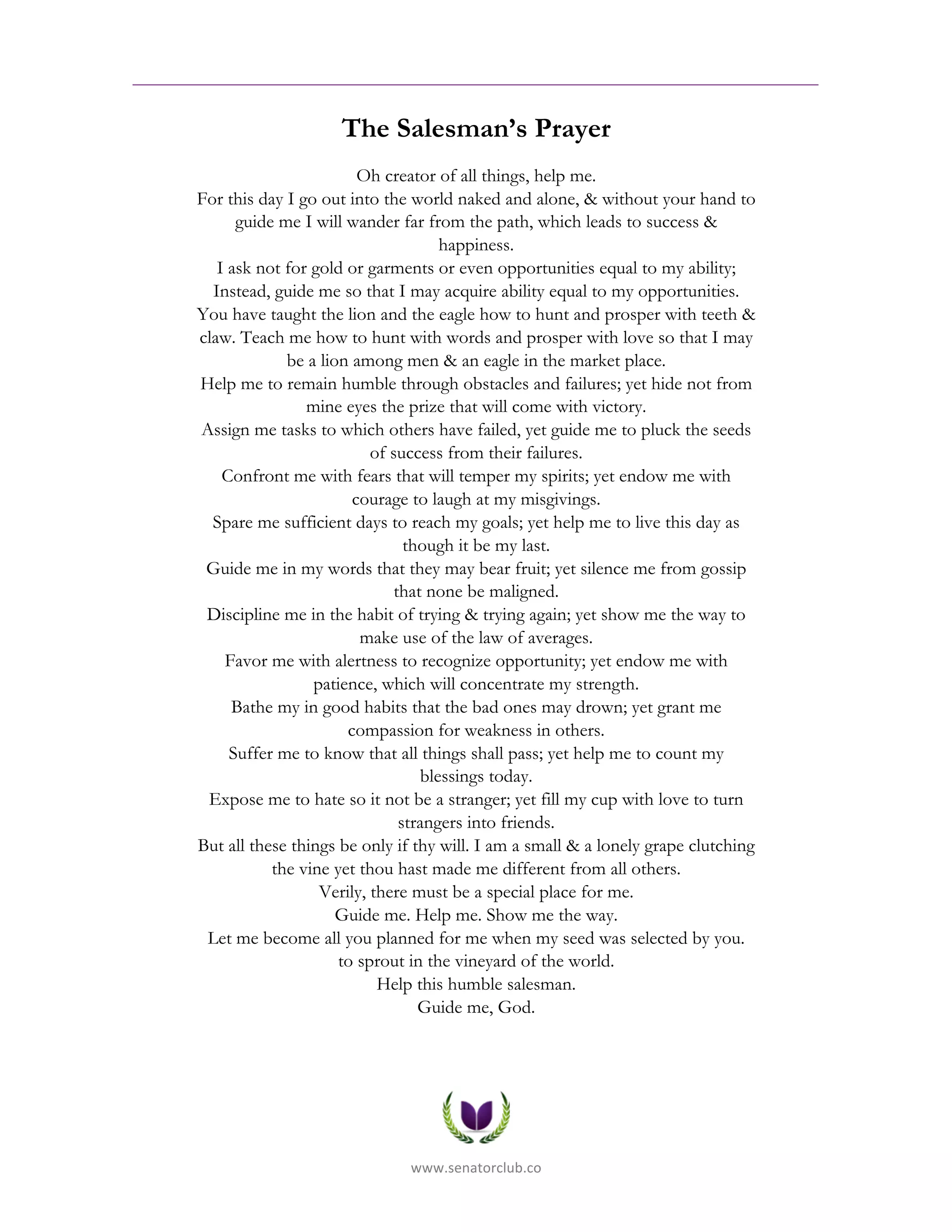 The Salesman’s Prayer | PDF