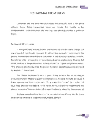 The Sales Plan (AMBER - Cherry Mobile Phone Unit) | PDF