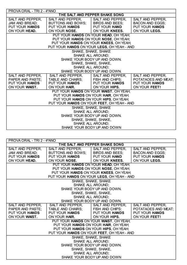 The salt and pepper shake song | DOCX