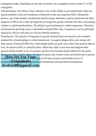 The same Mechanisms of genetic exchange in bacteria 1. Conjugation .pdf ...