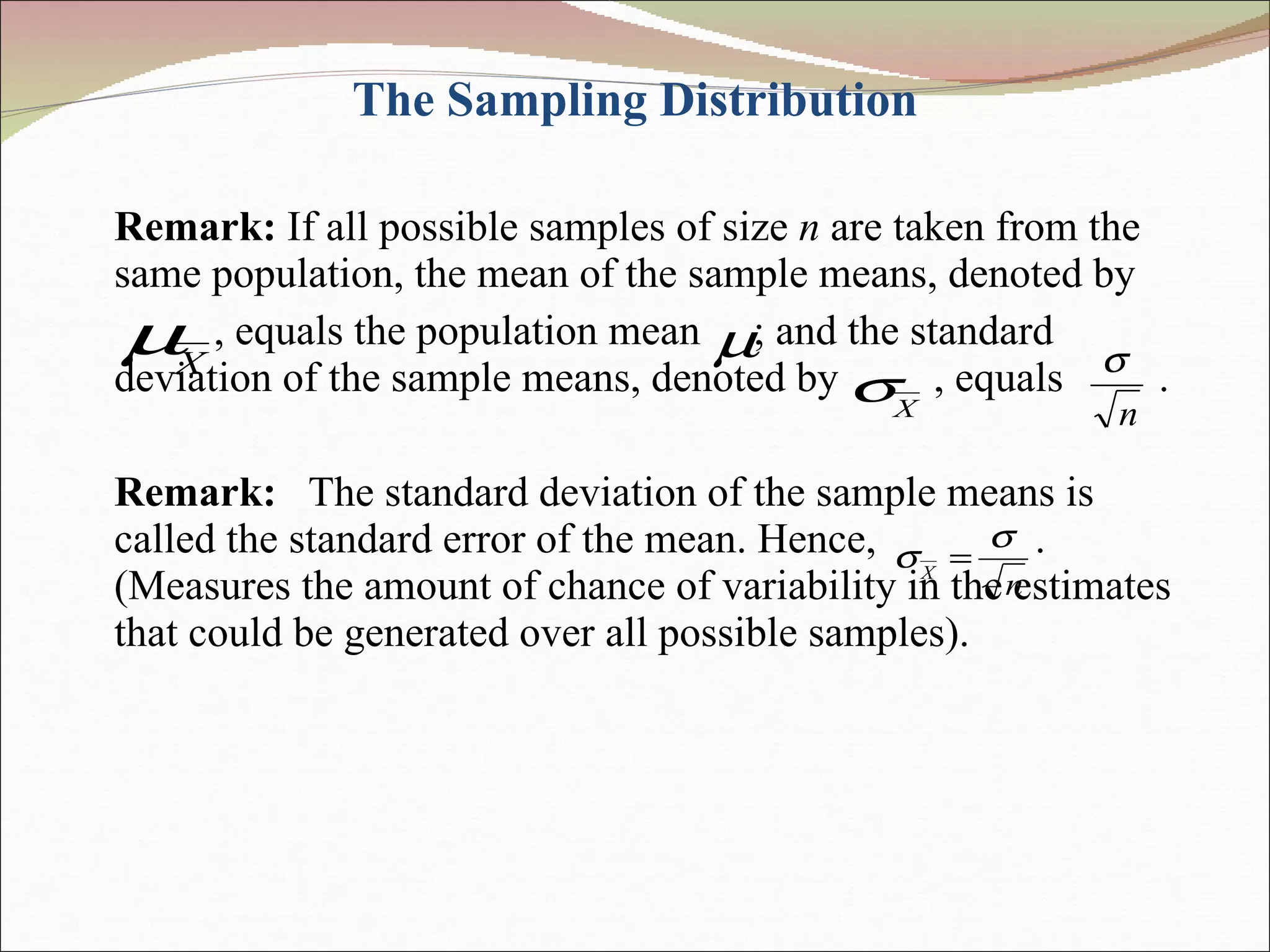 The sampling distribution | PPT