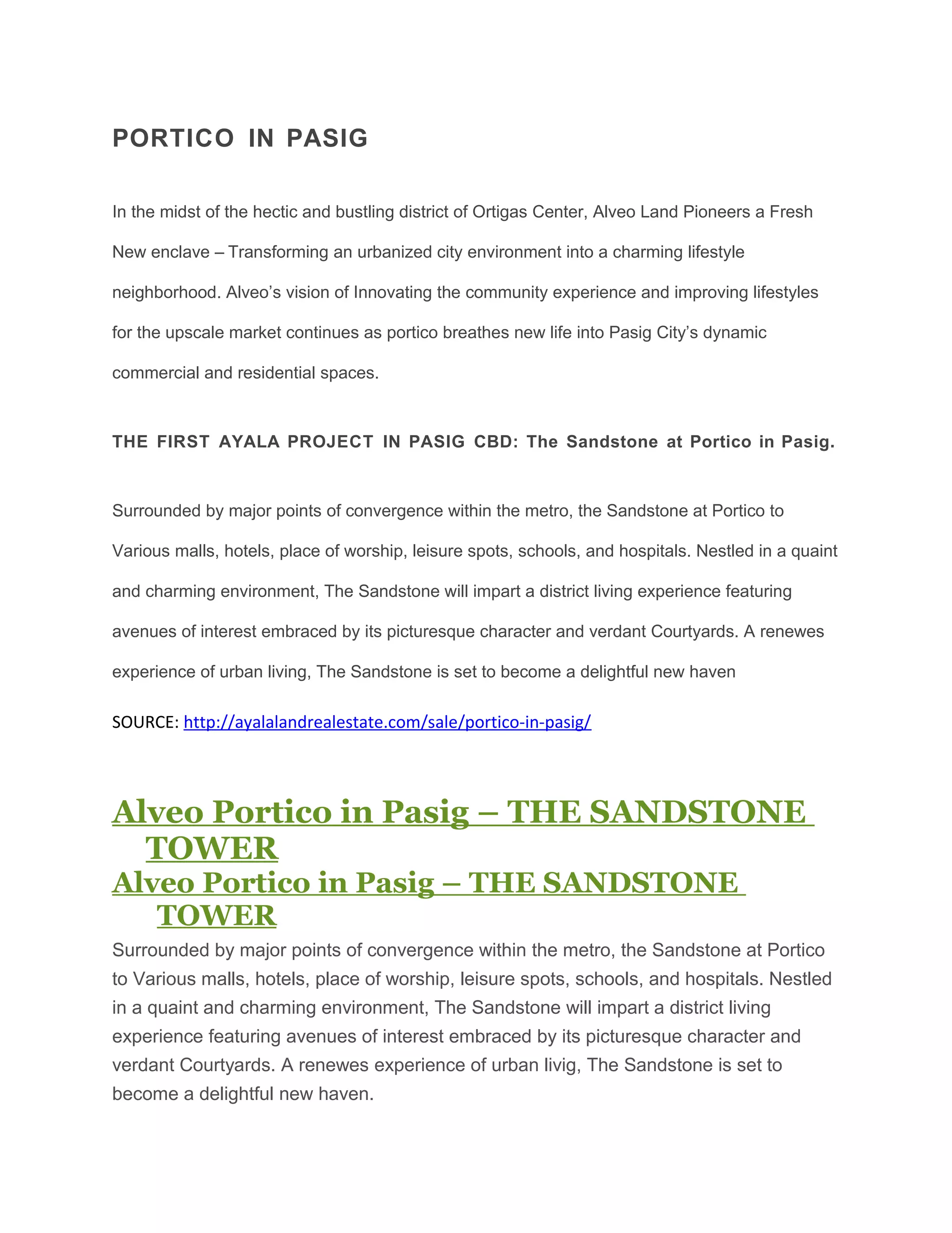 The Sandstone in Portico Pasig | DOC
