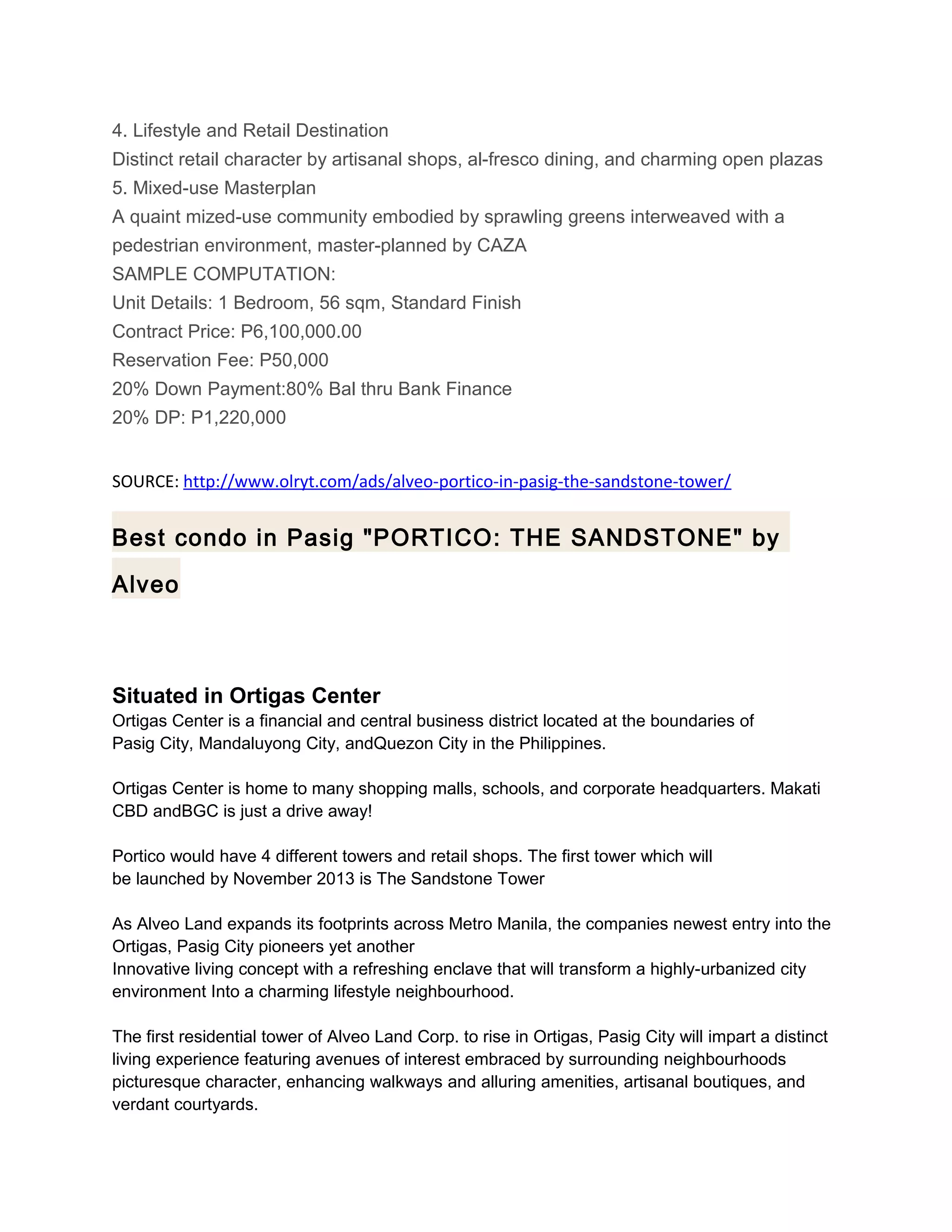The Sandstone in Portico Pasig | DOC