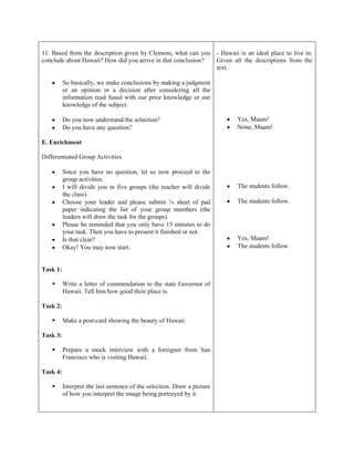 The sandwich island lesson plan | DOCX | Homework and Study | Education