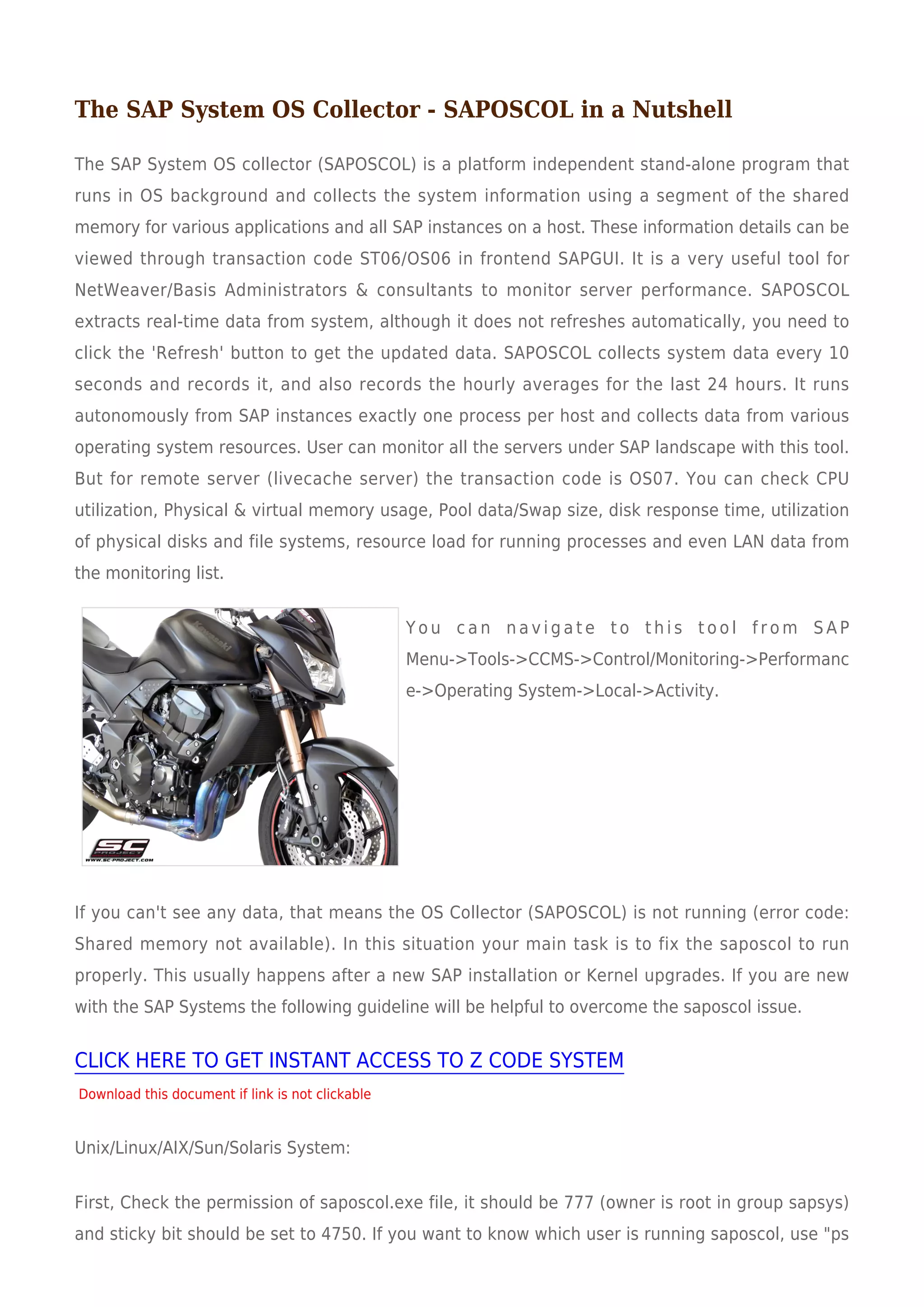 The sap system os collector saposcol in a nutshell | PDF