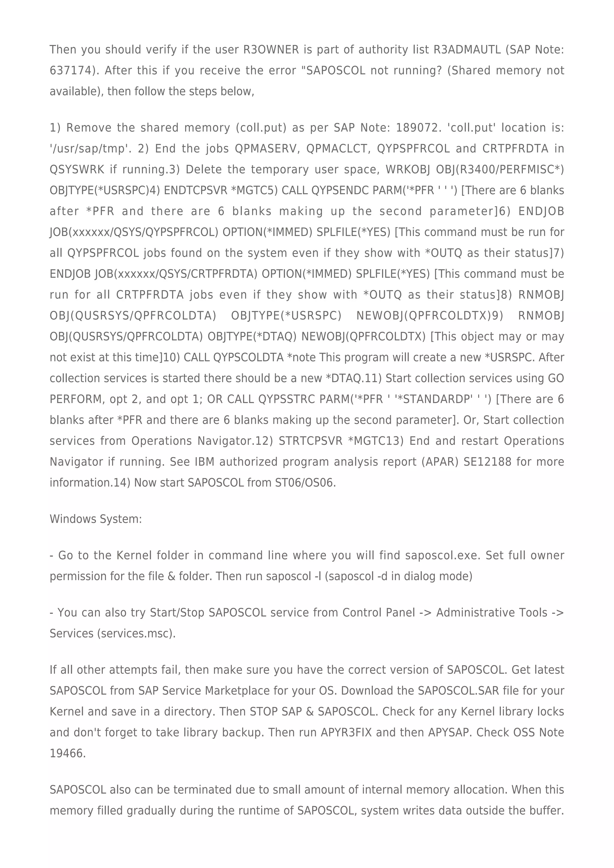 The sap system os collector saposcol in a nutshell | PDF