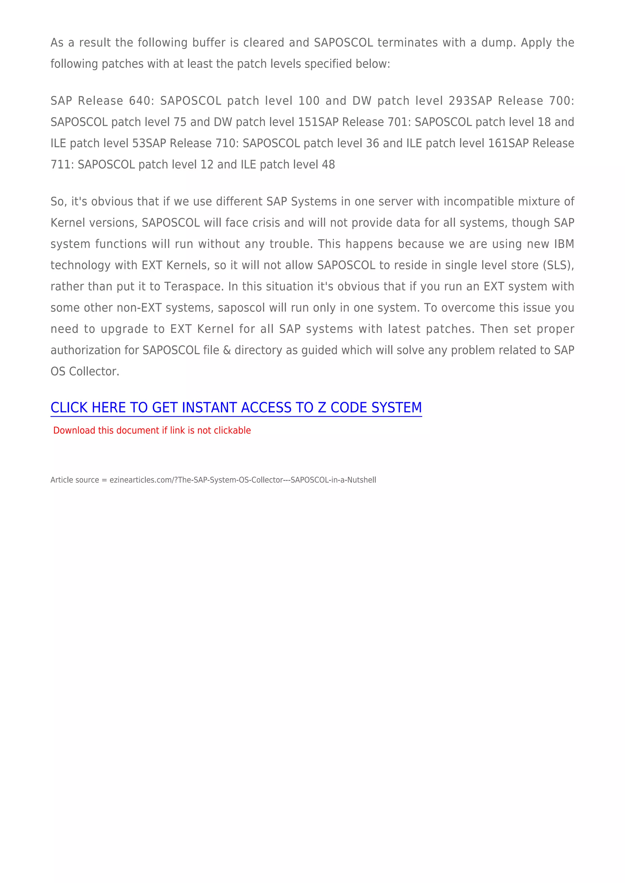 The sap system os collector saposcol in a nutshell | PDF