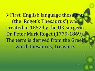 Thesaurus and Atlas | PPT