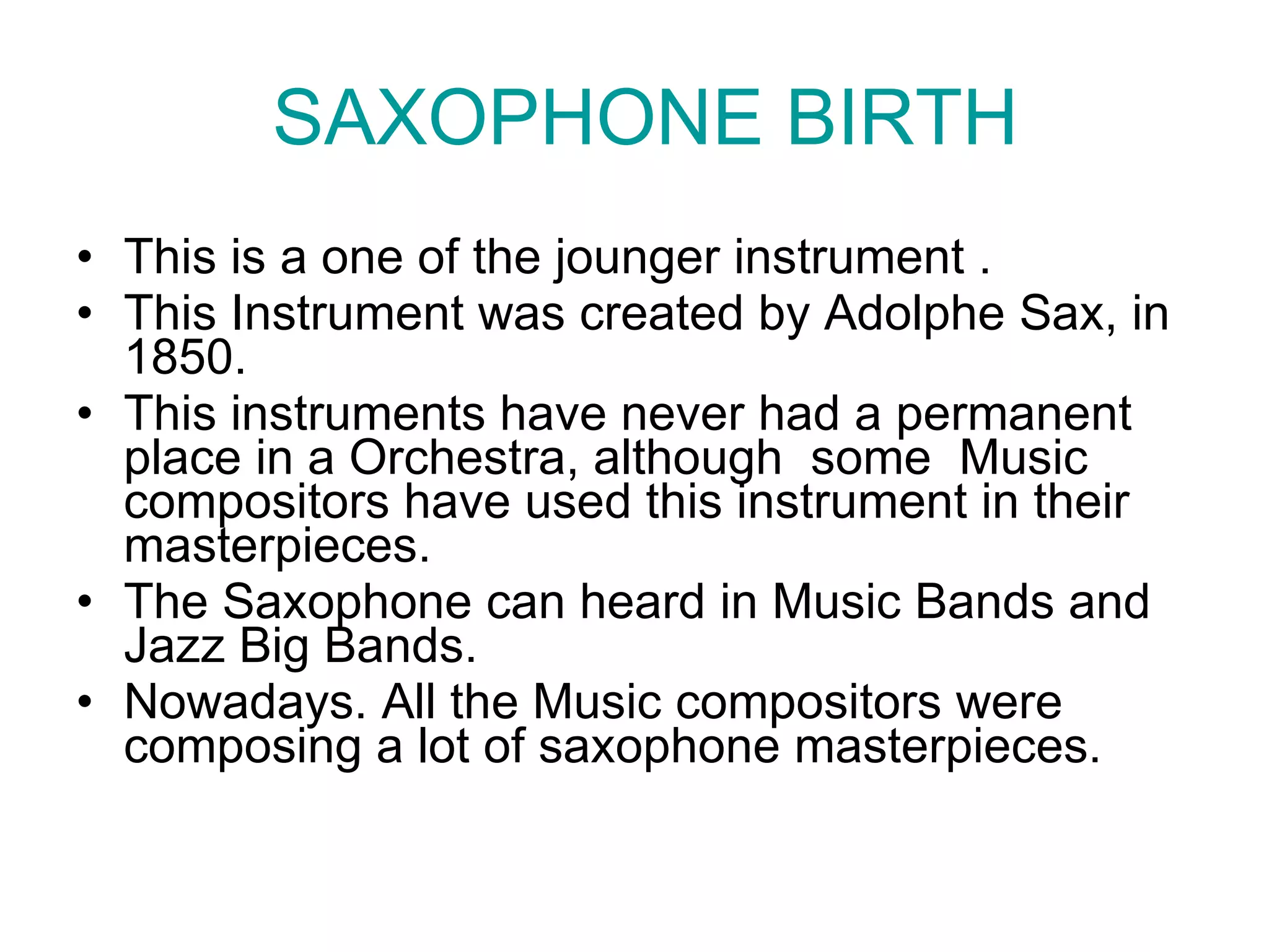 The saxophone wonderful world | PPT