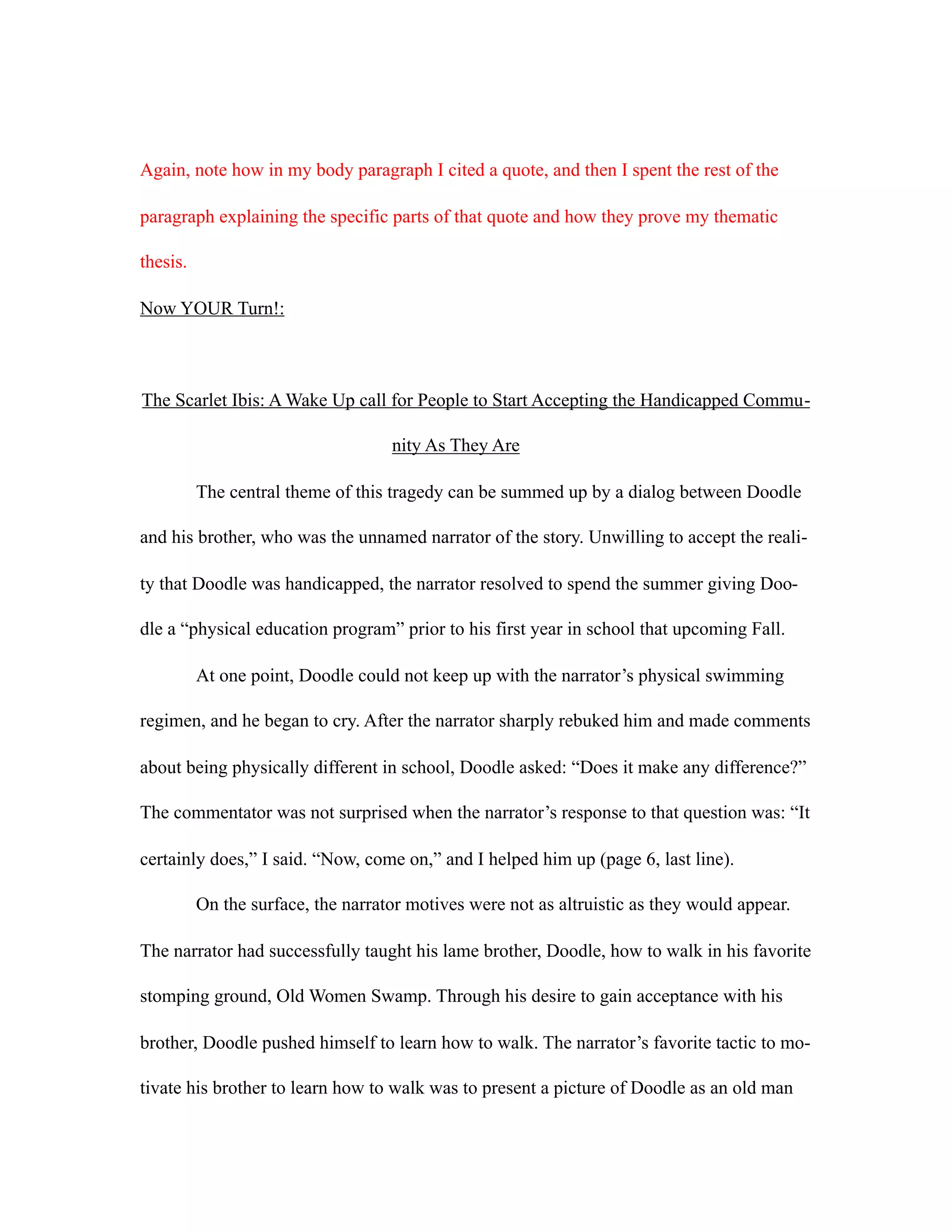Brian Ghilliotti: The Scarlet ibis test packet | PDF