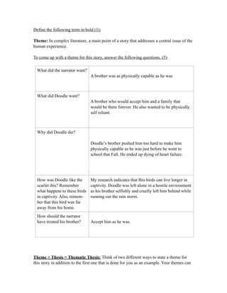 Brian Ghilliotti: The Scarlet ibis test packet | PDF