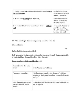 Brian Ghilliotti: The Scarlet ibis test packet | PDF