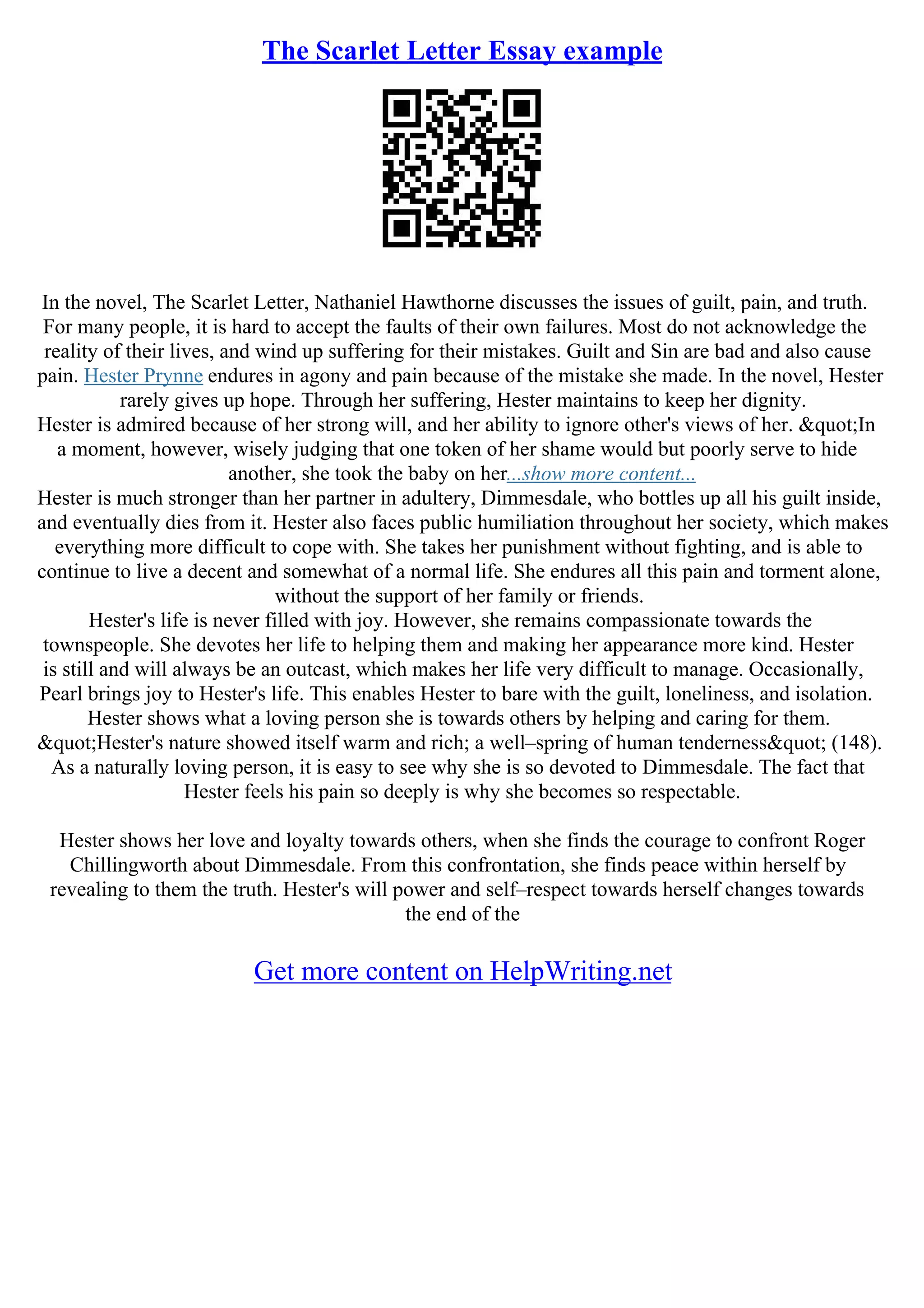 The Scarlet Letter Essay Topics | PDF