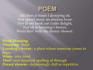 The School Boy. A short story of a school boypptx | PPTX