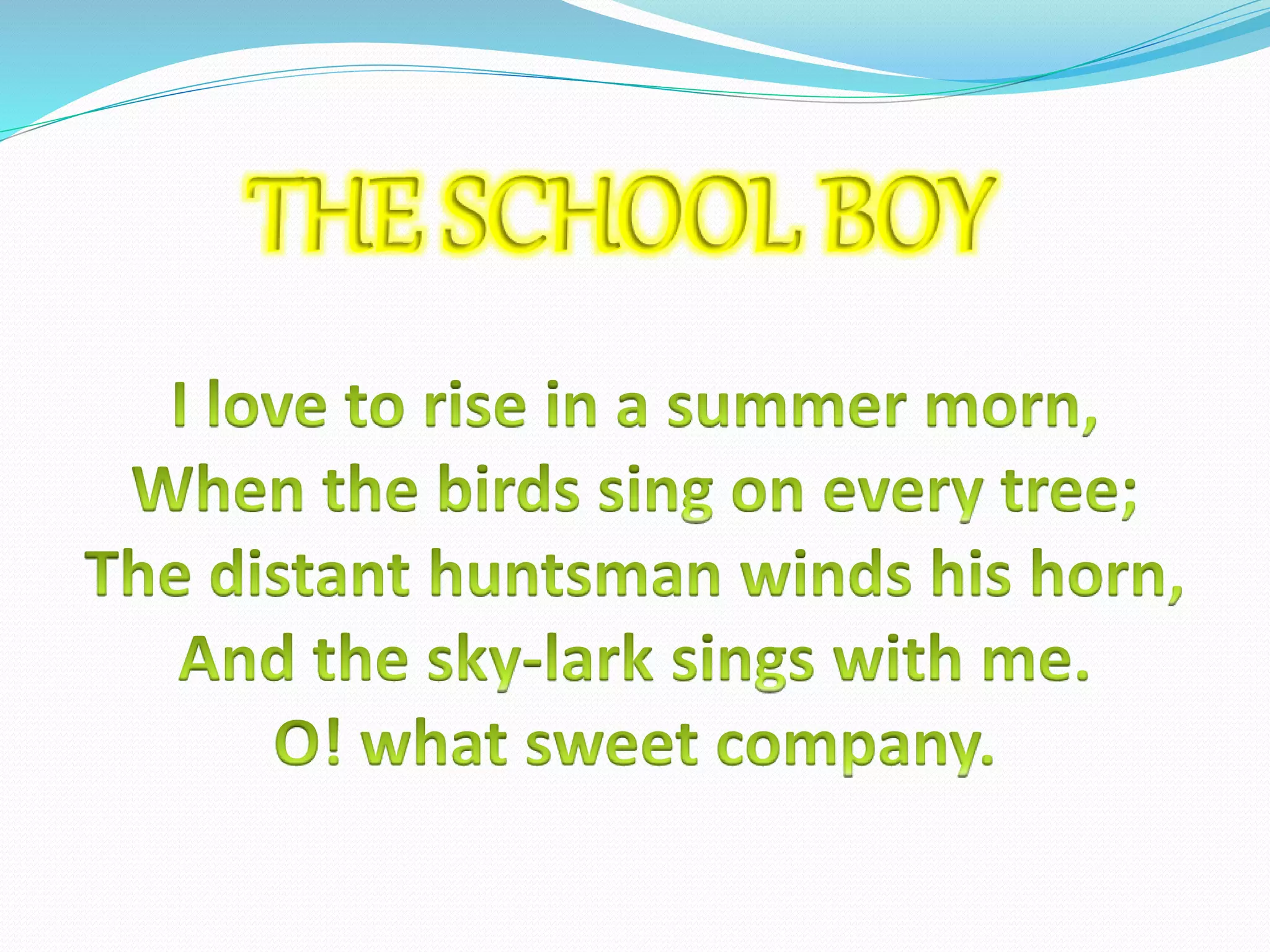 The school boy (poem) | PPTX