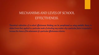 The school effectiveness knowledge. | PPTX