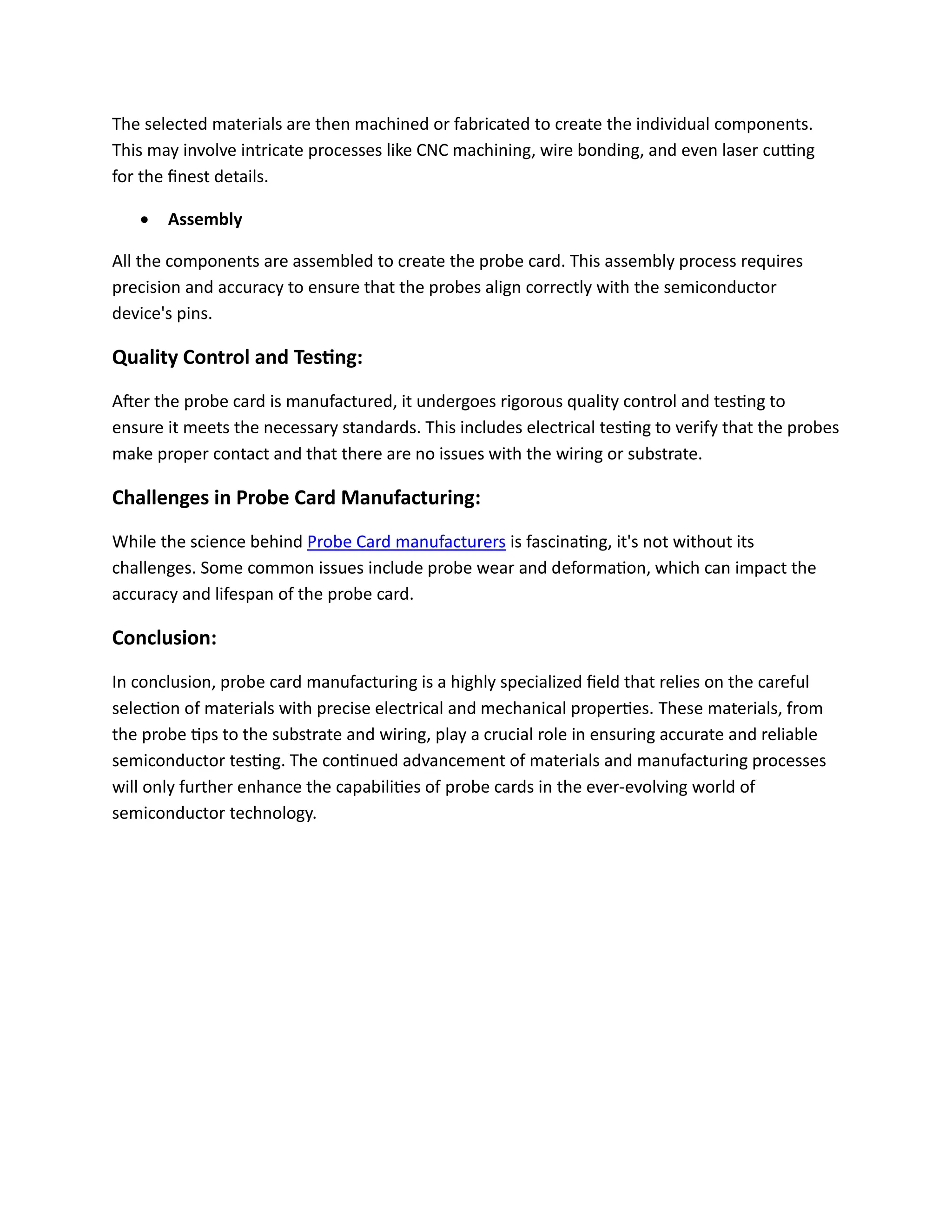 The Science Behind Probe Card Manufacturing Materials and More | PDF