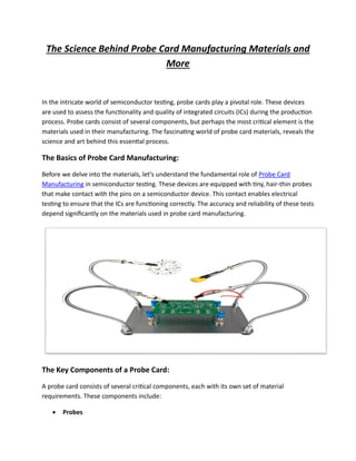 The Science Behind Probe Card Manufacturing Materials and More | PDF
