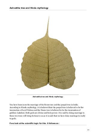 The science behind worshipping ashvattha peepal tree in hindu mythology