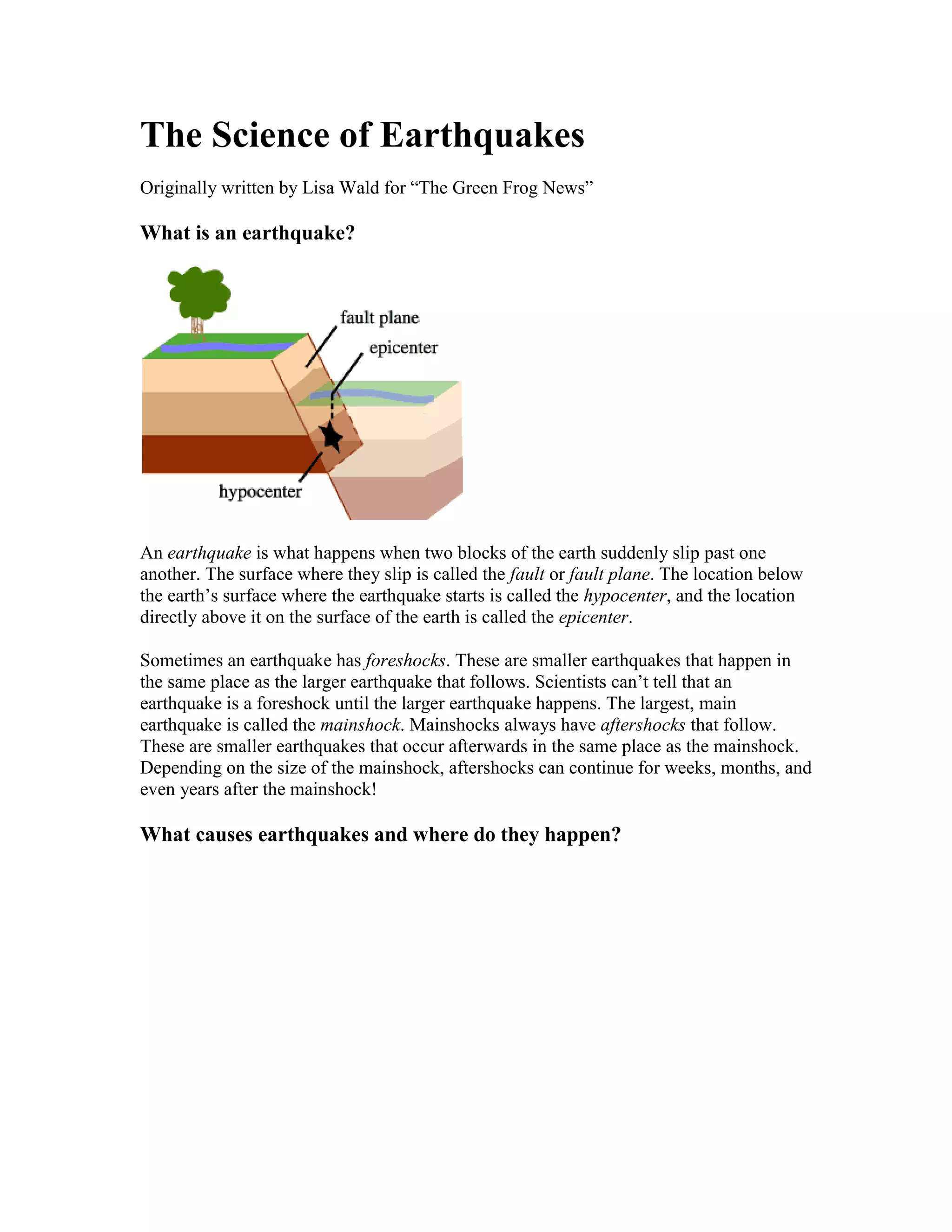 The science of earthquakes | DOCX