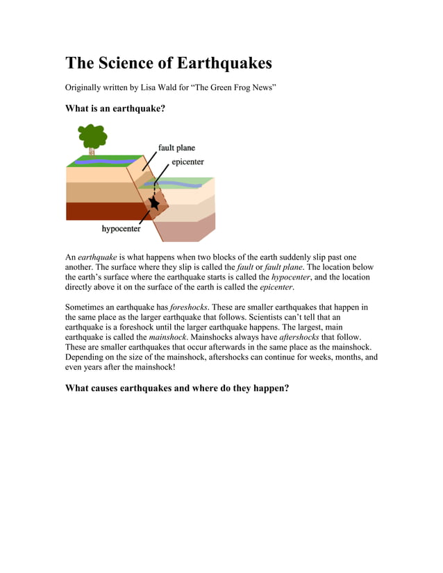 The science of earthquakes | PDF