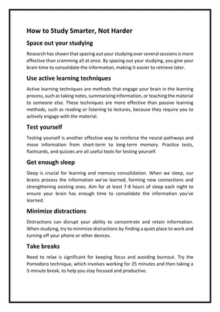 The Science of Learning How to Study Smarter Not Harder | PDF