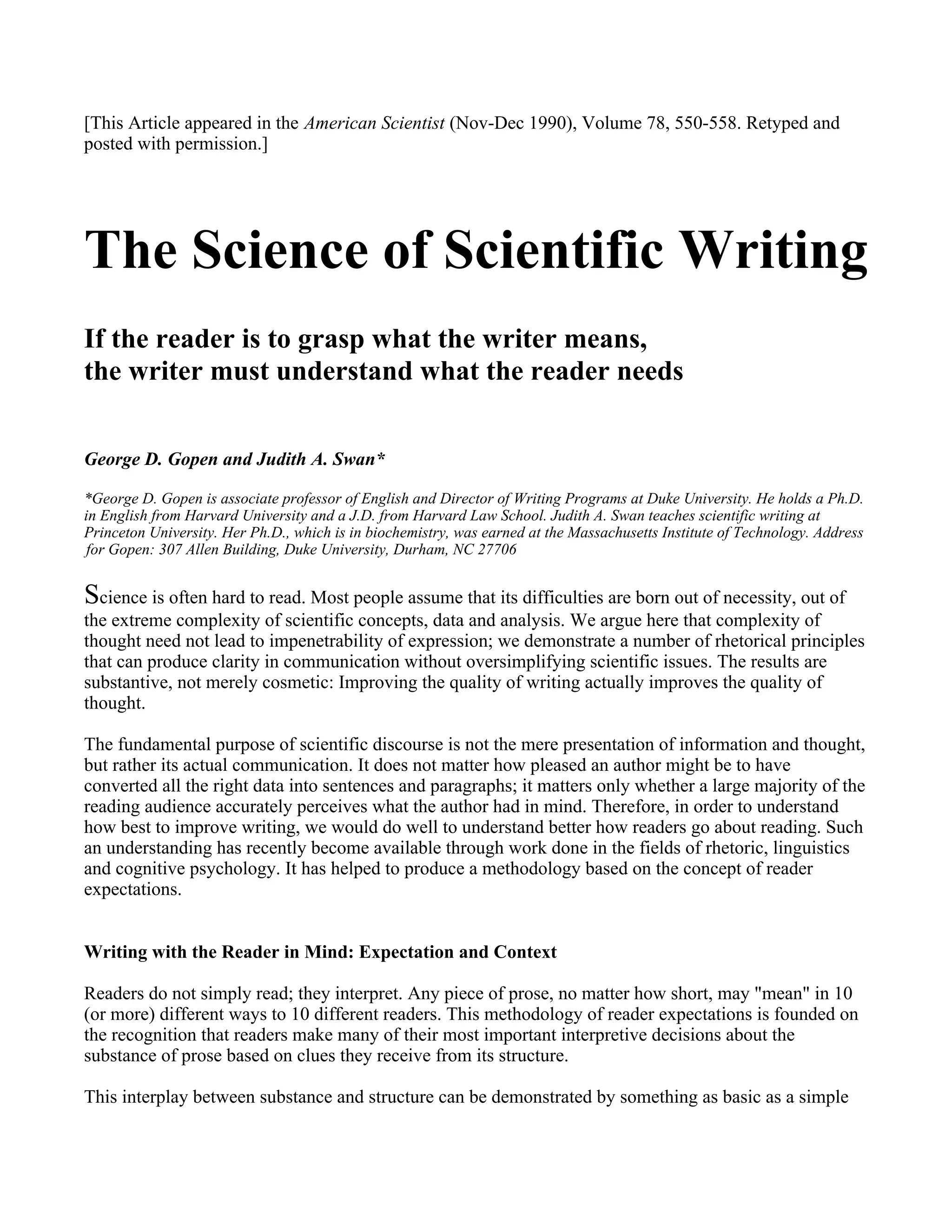 The science of scientific writing (1) | PDF