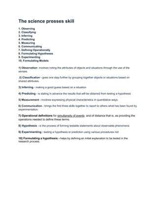 The science prosses skill | DOCX