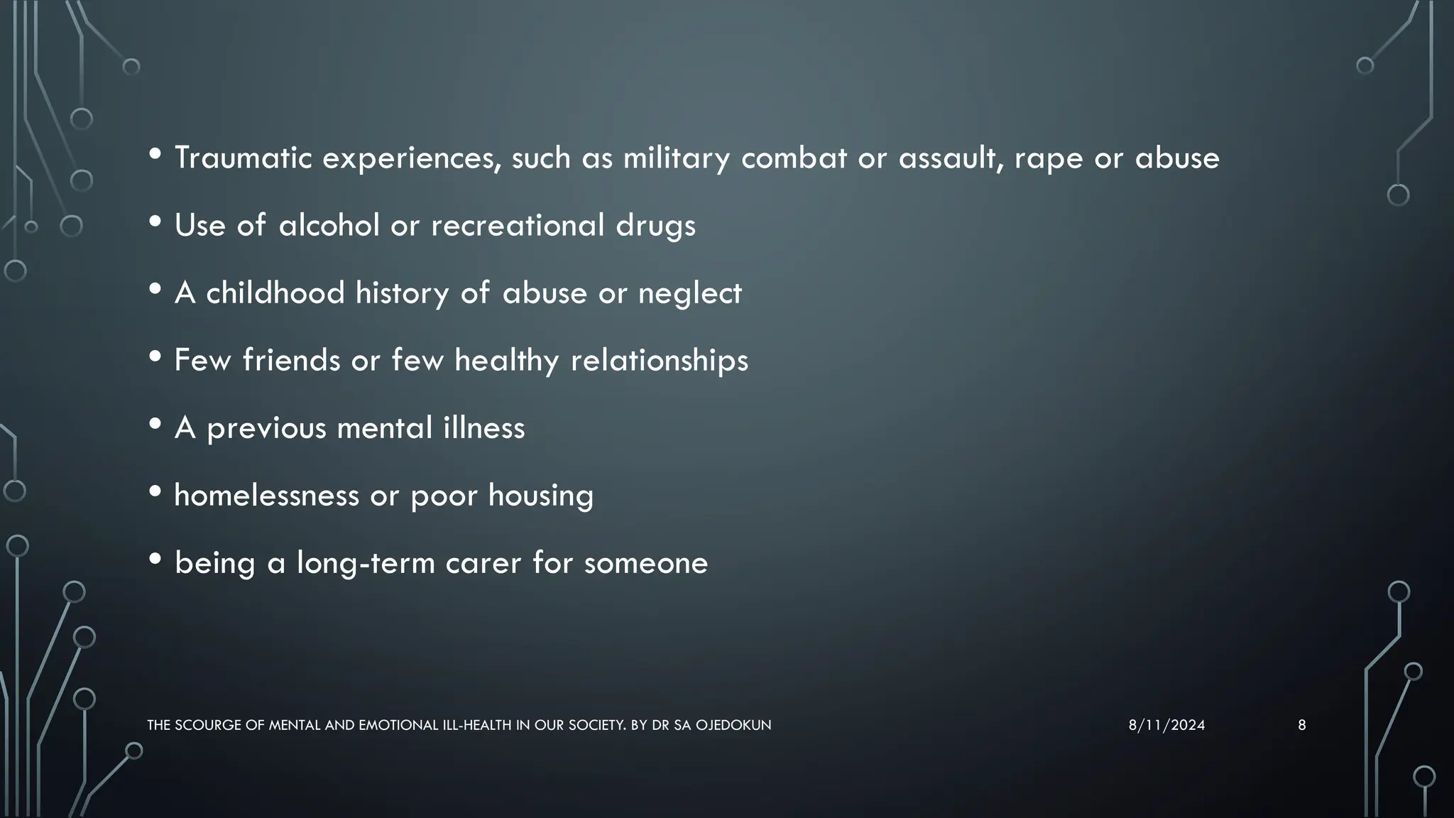 The Scourge of Mental and Emotional ill-health in our Society DR SA ...