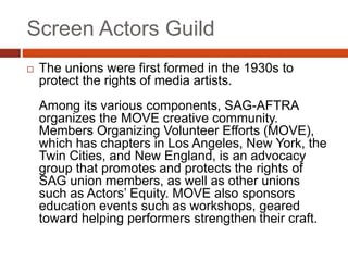The Screen Actors Guild and the MOVE Creative Community | PPT