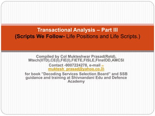 The scripts we follow life position and life script | PPTX