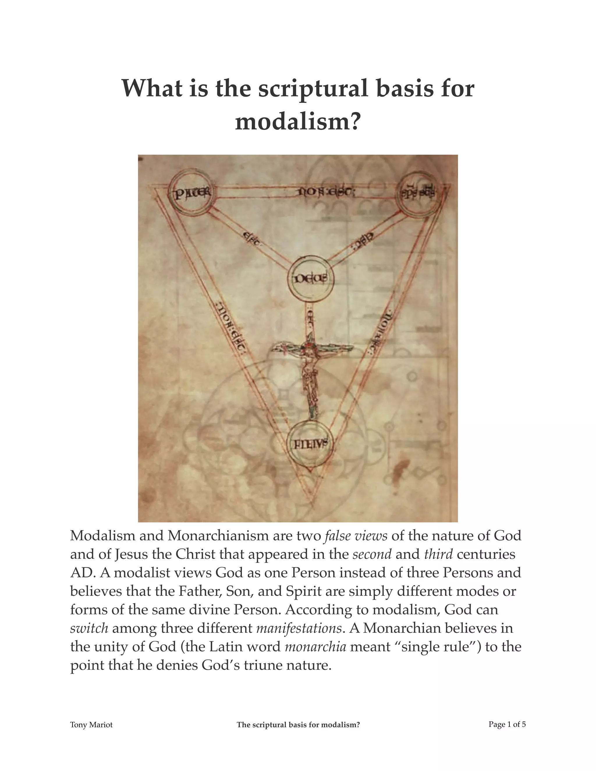 The scriptural basis for modalism? | PDF