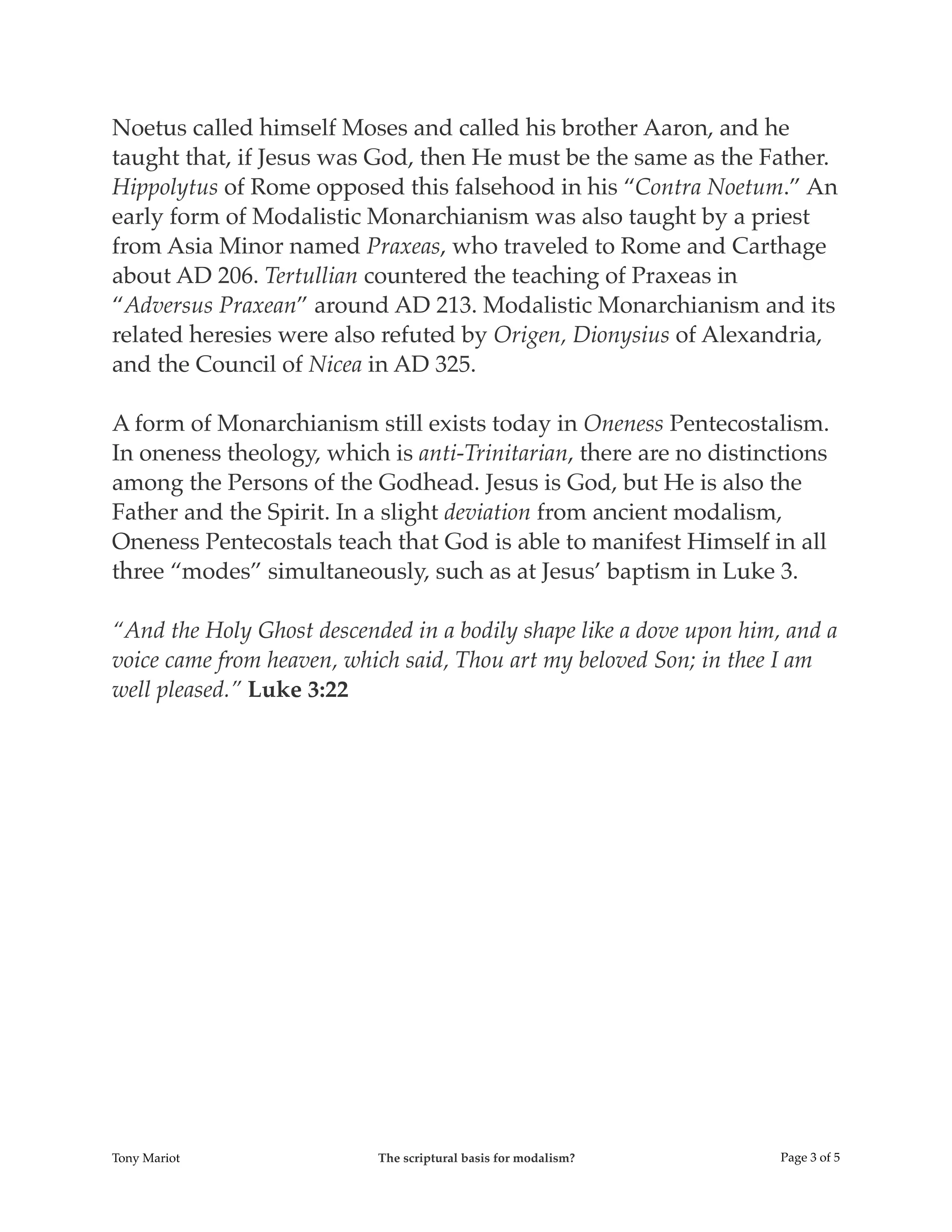 The scriptural basis for modalism? | PDF