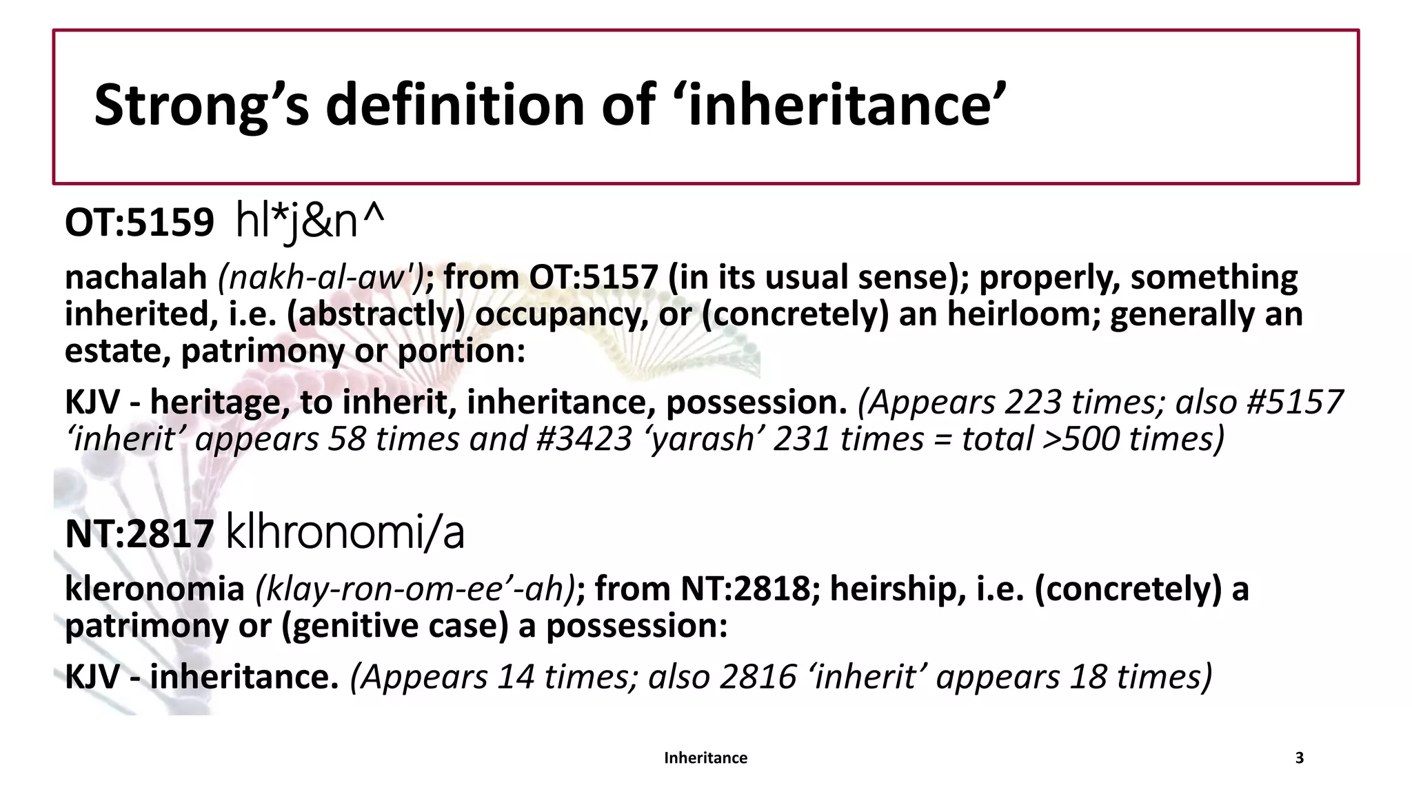 The scriptural theme of inheritance | PPTX | Christianity | Religion ...