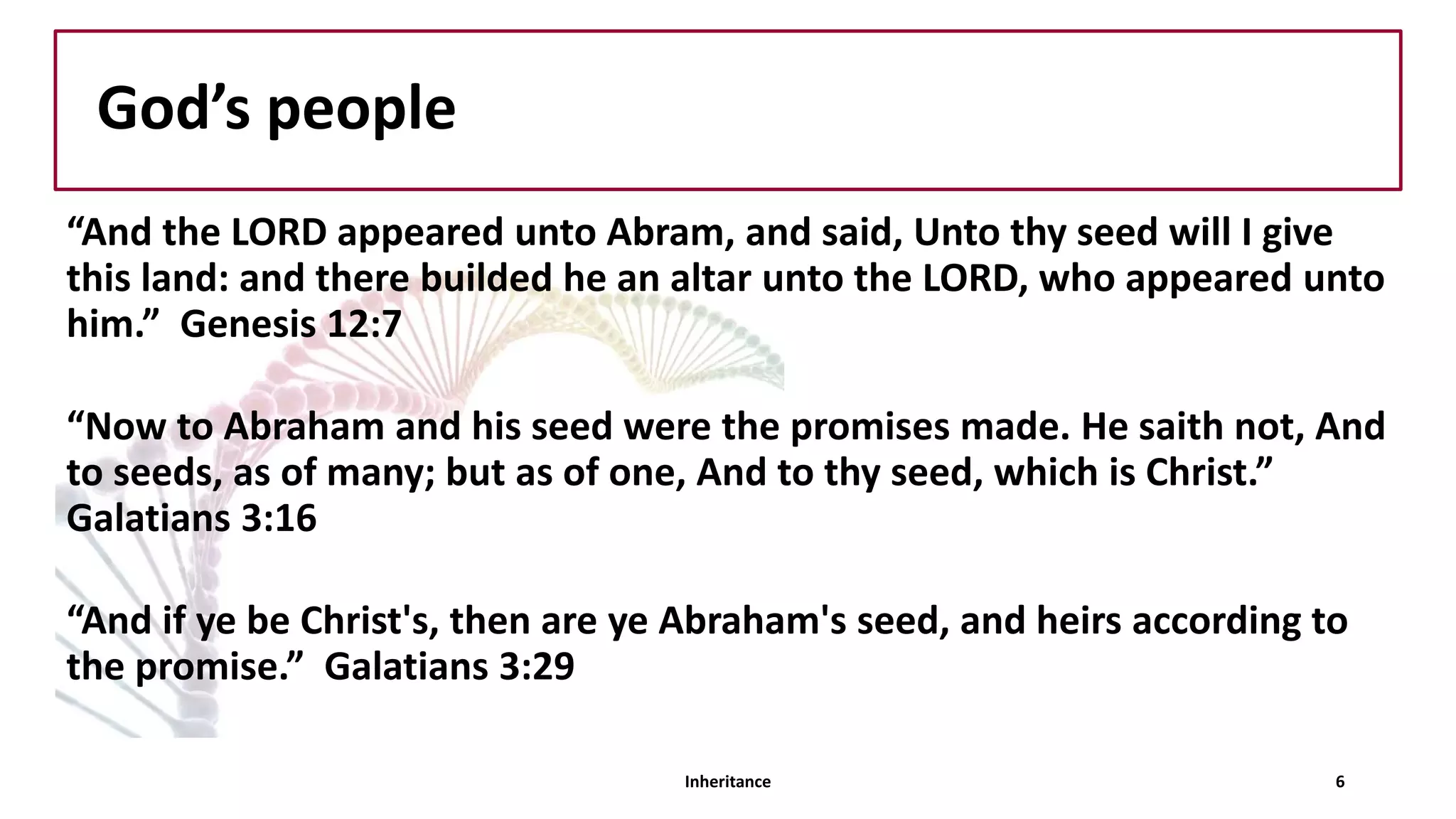 The scriptural theme of inheritance | PPTX | Christianity | Religion ...