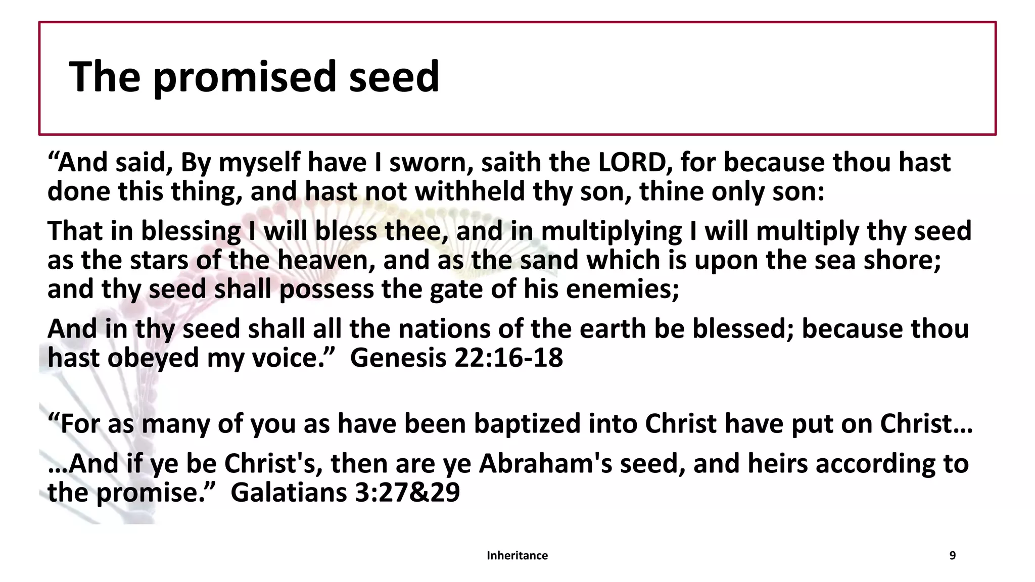 The scriptural theme of inheritance | PPTX | Christianity | Religion ...