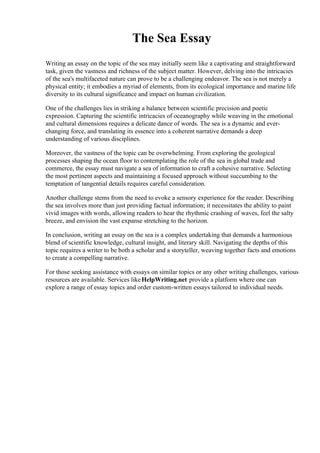 The Sea Essay. Chattahoochee Technical College | PDF