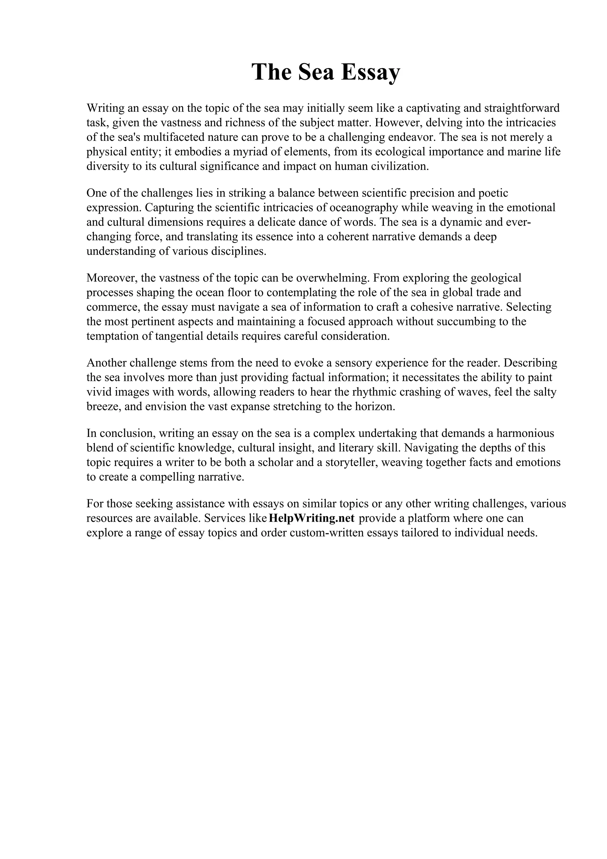 The Sea Essay. sea essay in english. 12 Best Images of Geography ...