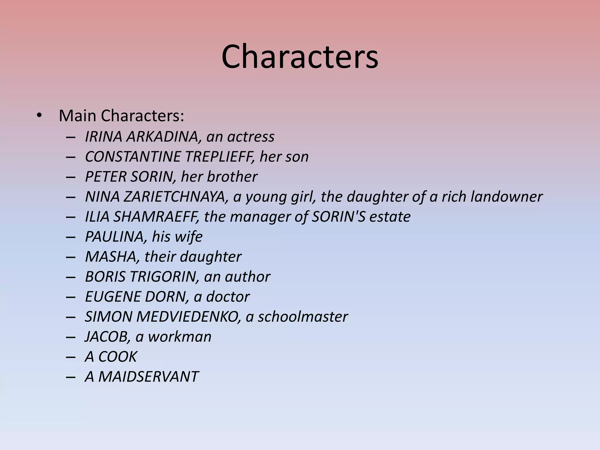 The Seagull - Costume Design | PPTX