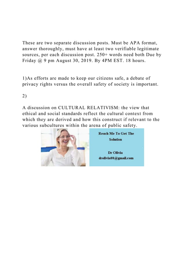 These are two separate discussion posts. Must be APA format, ans.docx