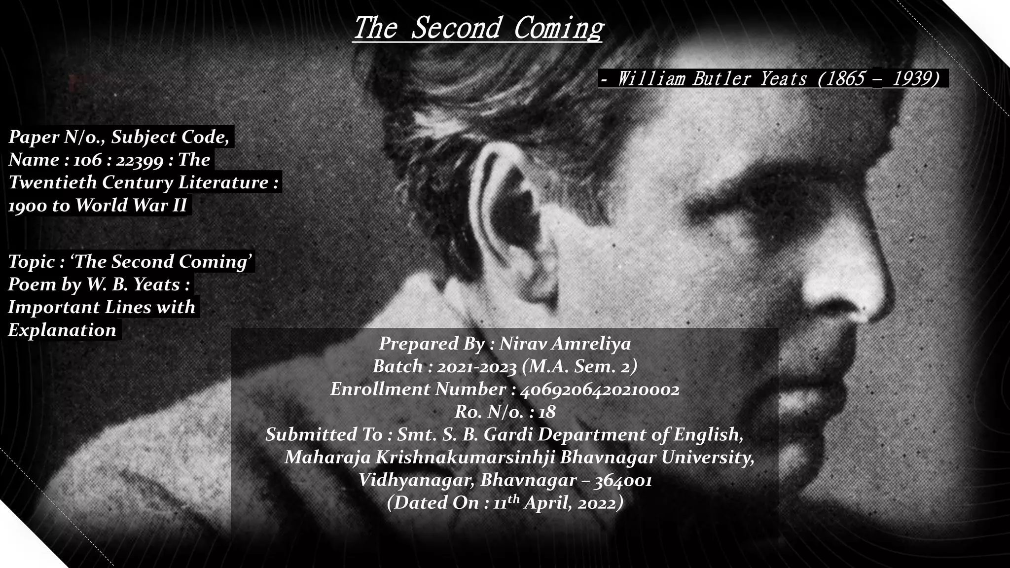 'The Second Coming Poem' by W. B. Yeats - Important Lines with ...