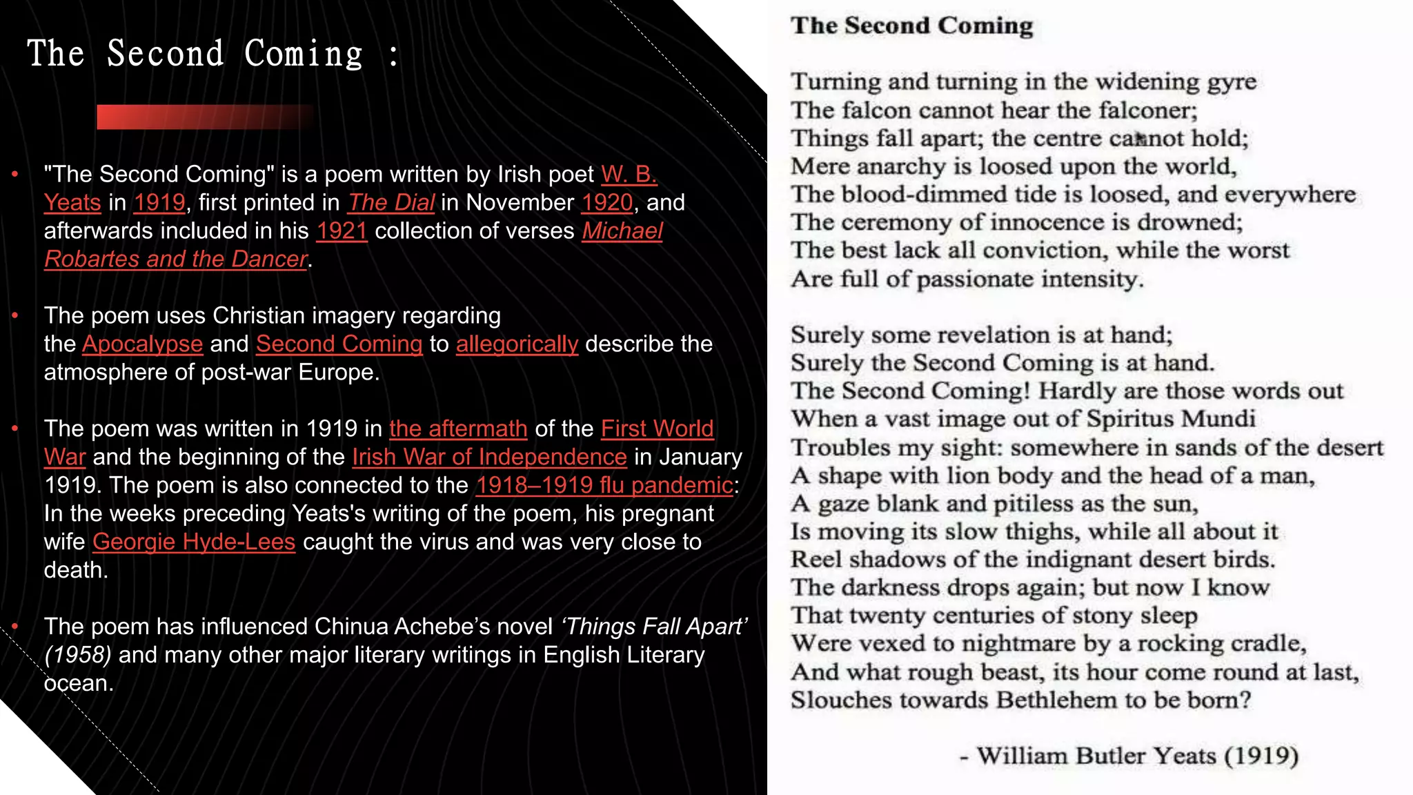 'The Second Coming Poem' by W. B. Yeats - Important Lines with ...